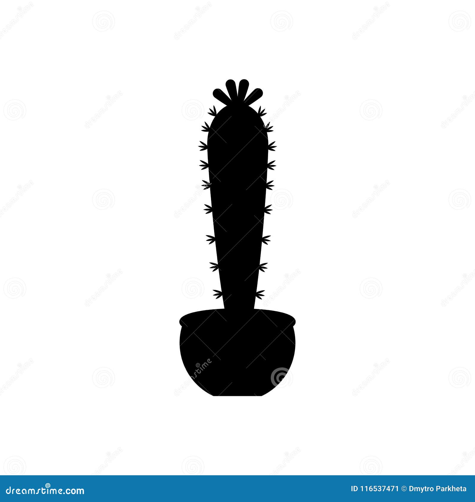 Silueta Del Ejemplo Del Cactus Ilustración del Vector - Ilustración de verano, vector: 116537471