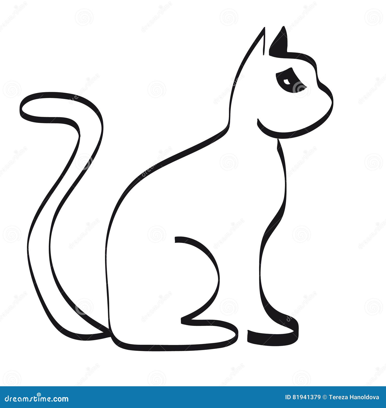 Silueta Del Gato En El Fondo Blanco Ilustración Del Vector