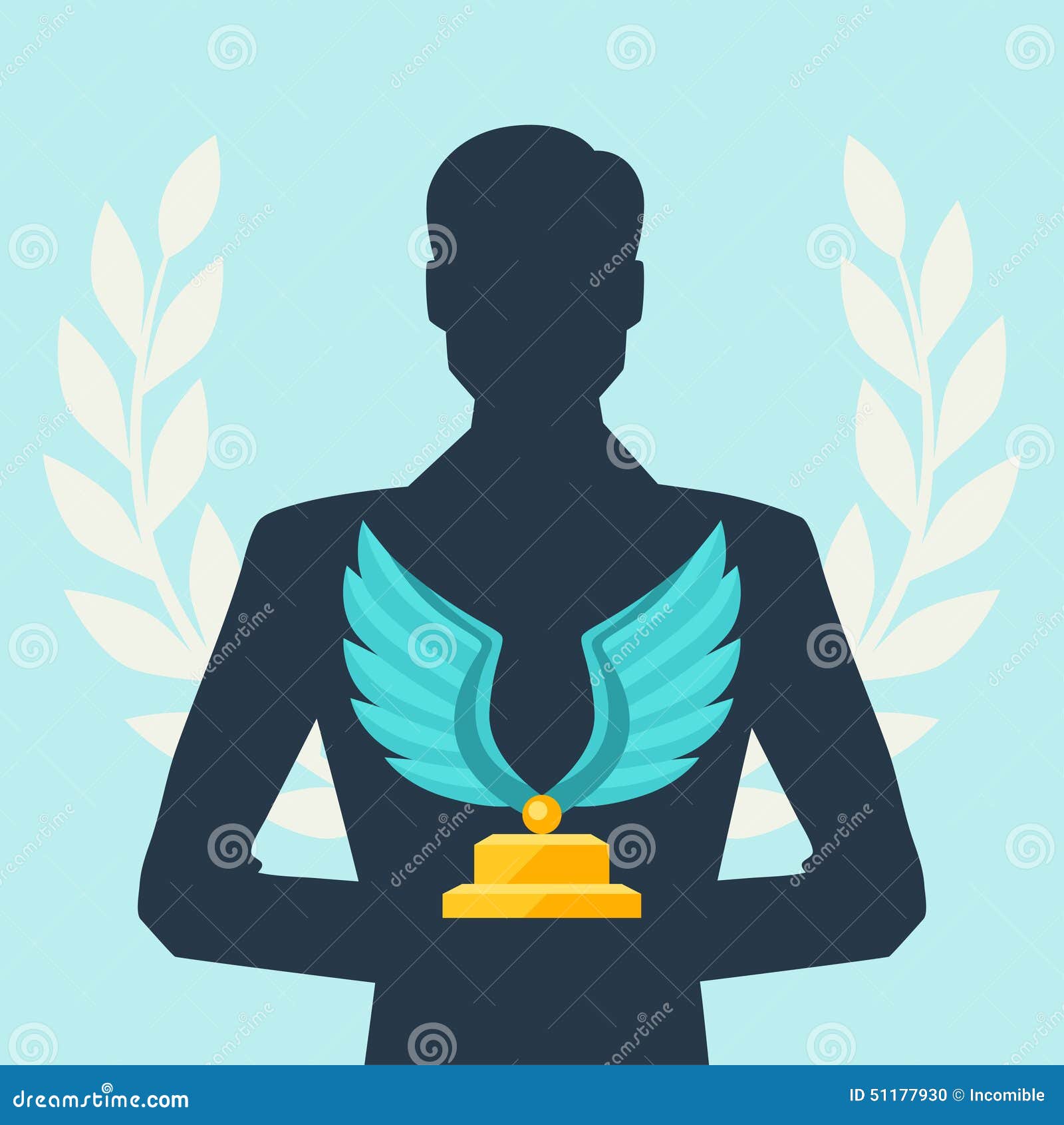 Silueta Del Hombre Que Tiene El Premio Ilustración del Vector ...