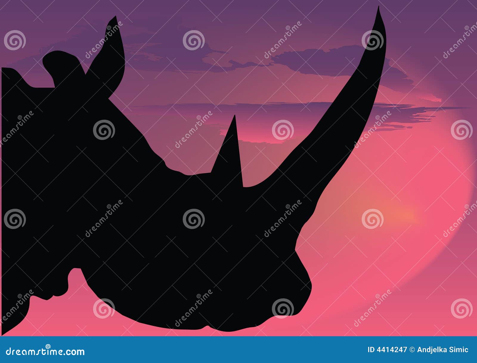 Silueta del rinoceronte ilustración del vector. Ilustración de parque ...