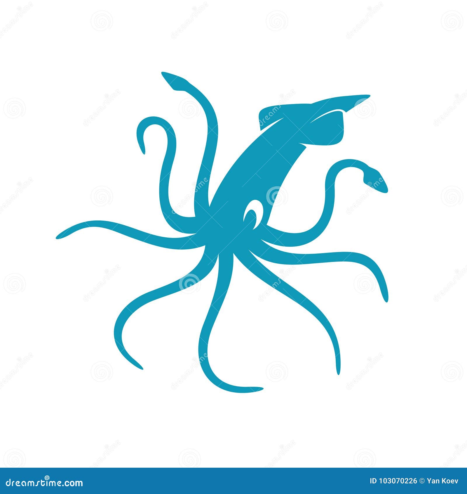 Silueta Del Vector Del Calamar Ilustración del Vector - Ilustración de ...