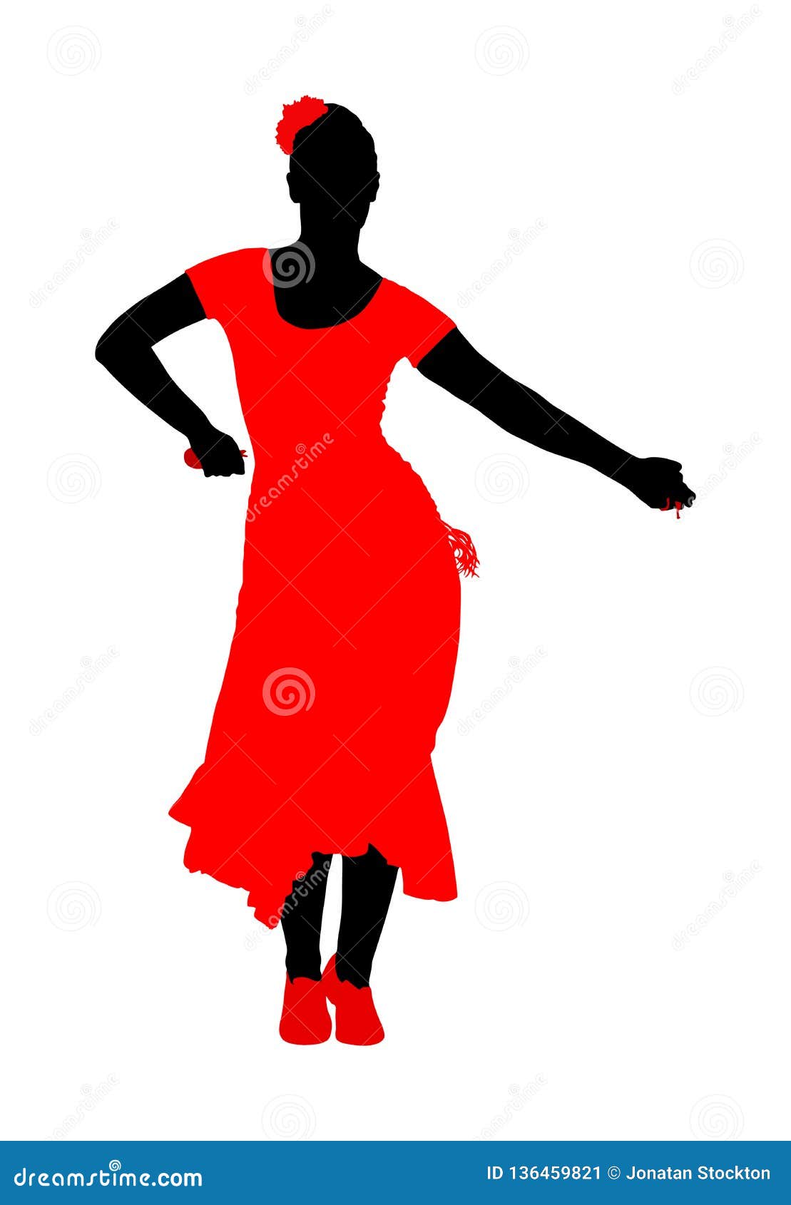 Attractive Spanish Girl Flamenco Dancer Silhouette Hispanic Woman With