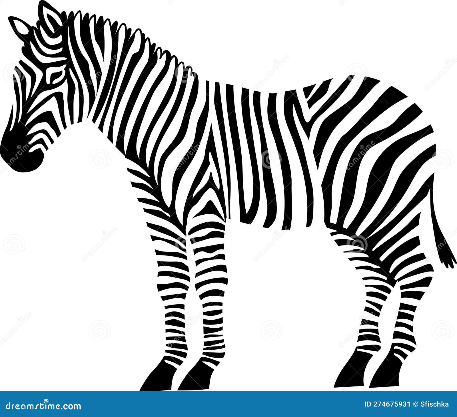 Silueta Vectorial Rayada De Cebra Negro Ilustración del Vector ...