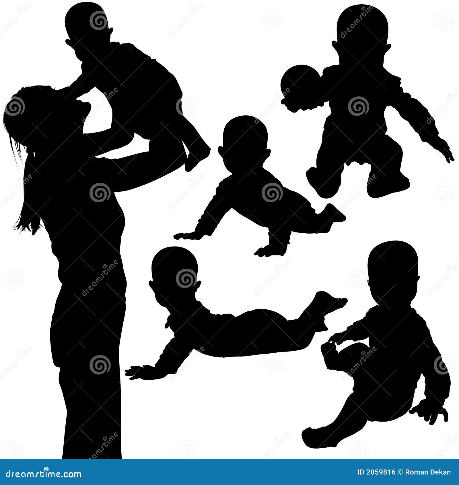 Siluetas - bebé 3 ilustración del vector. Ilustración de muchacho - 2059816