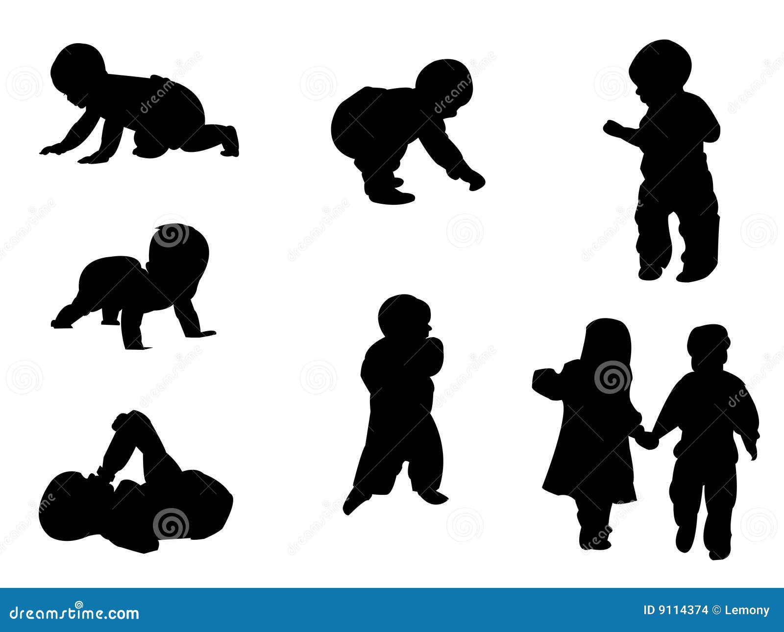 Siluetas - bebé ilustración del vector. Ilustración de actividad - 9114374