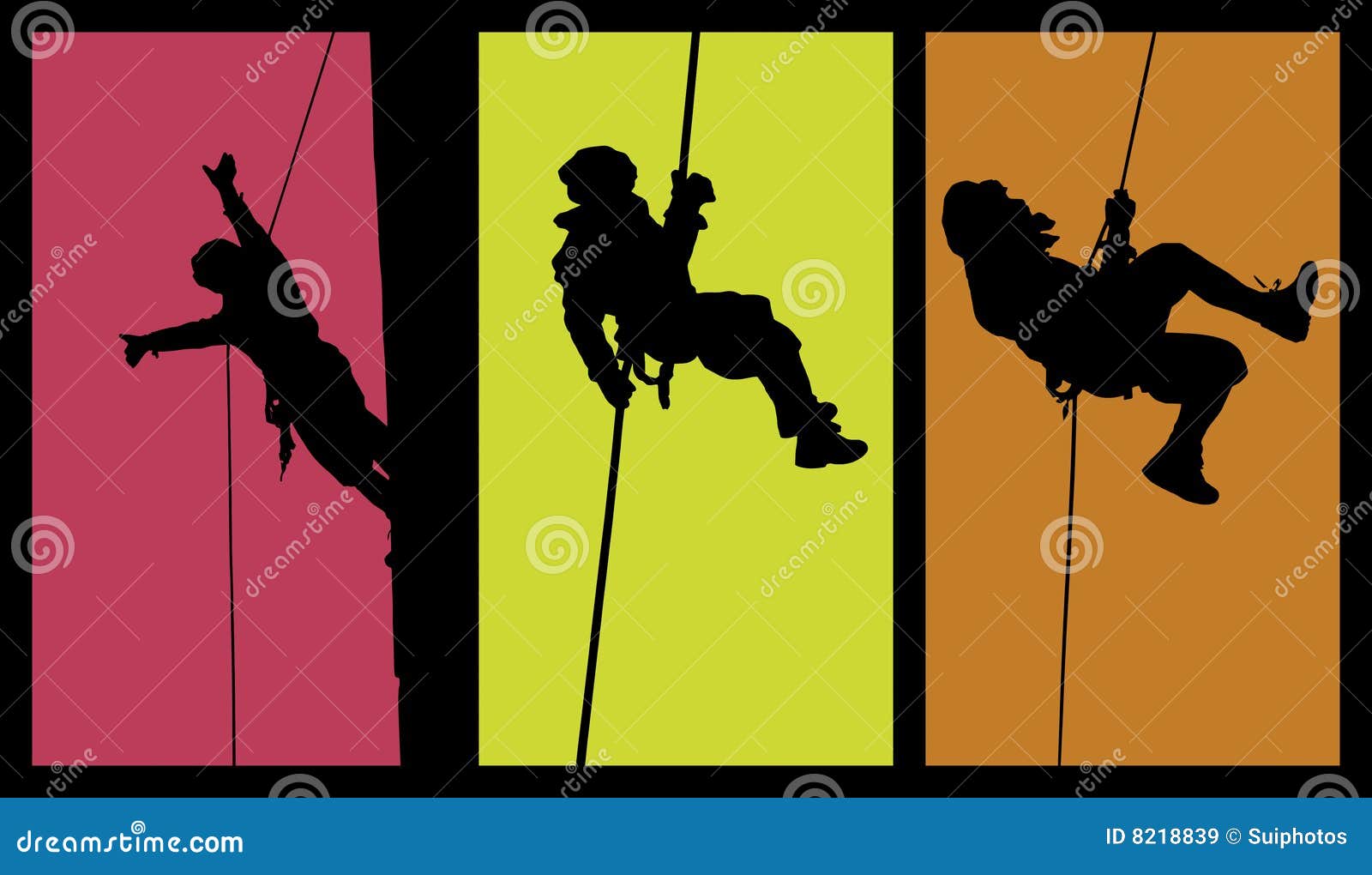 Siluetas de Abseiling ilustración del vector. Ilustración de rodadura ...