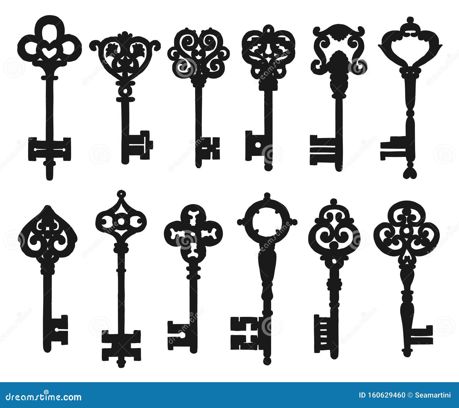 Siluetas De Clave Negra Aisladas Ilustración del Vector - Ilustración ...