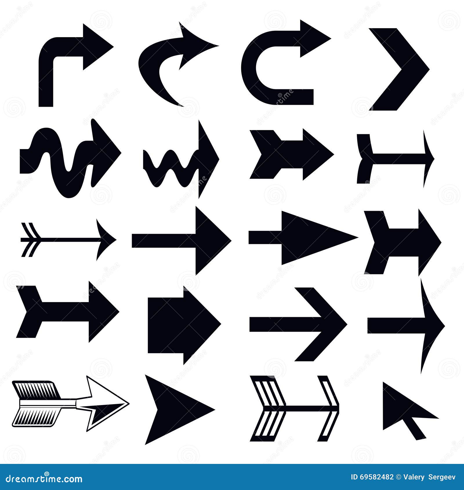 Siluetas De Flechas En Un Fondo Blanco Stock de ilustración ...