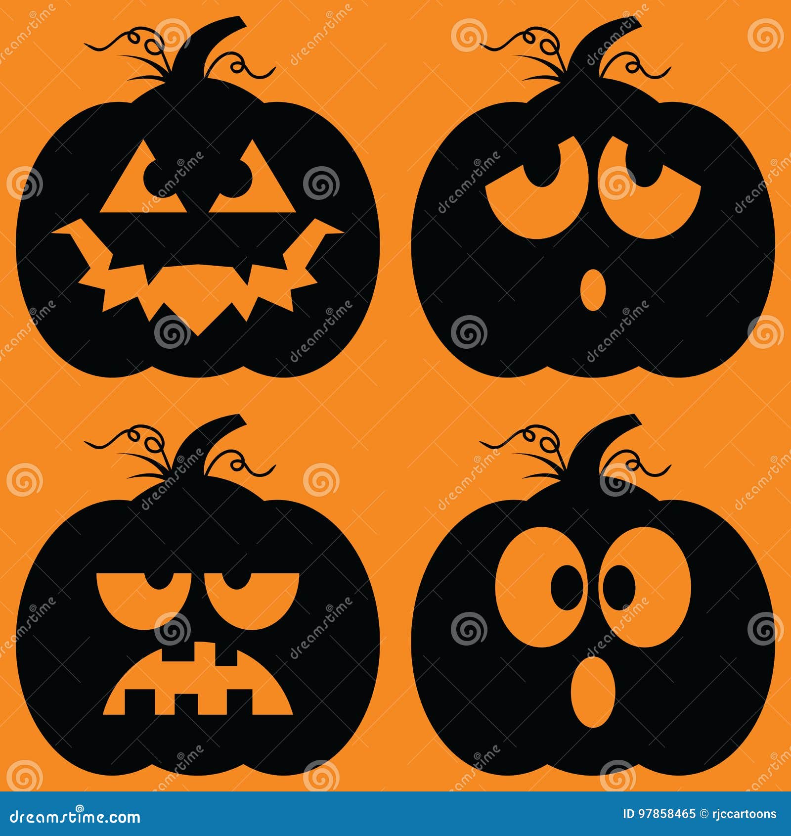 Siluetas De La Jack-o-linterna Ilustración del Vector - Ilustración de ...