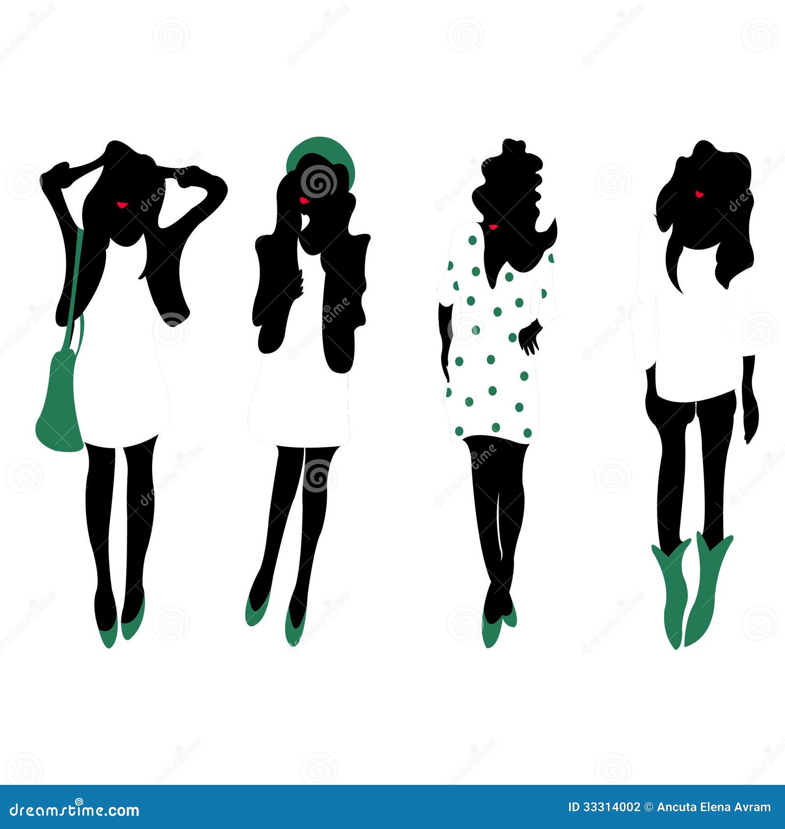 Siluetas de la moda ilustración del vector. Ilustración de ropa - 33314002