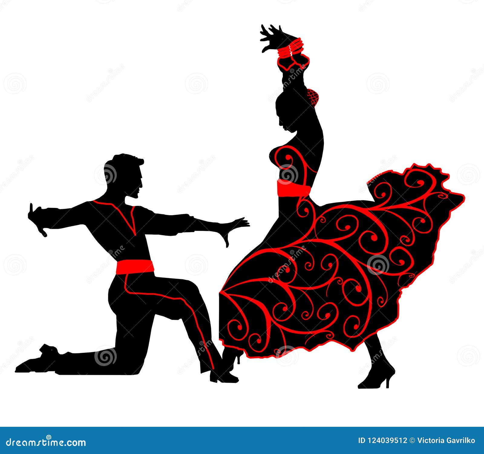 Siluetas De Pares De Baile De Rumba Ilustración del Vector ...