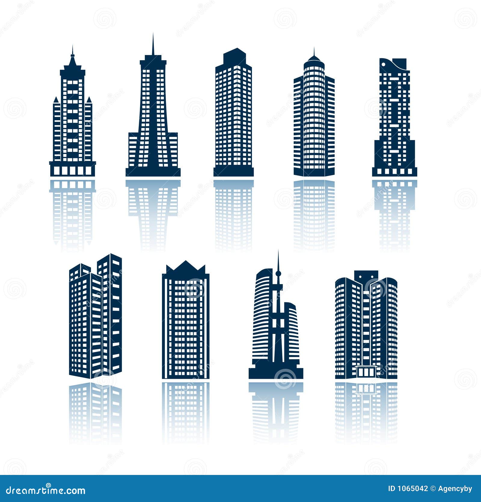Siluetas del edificio ilustración del vector. Ilustración de cityscape - 1065042
