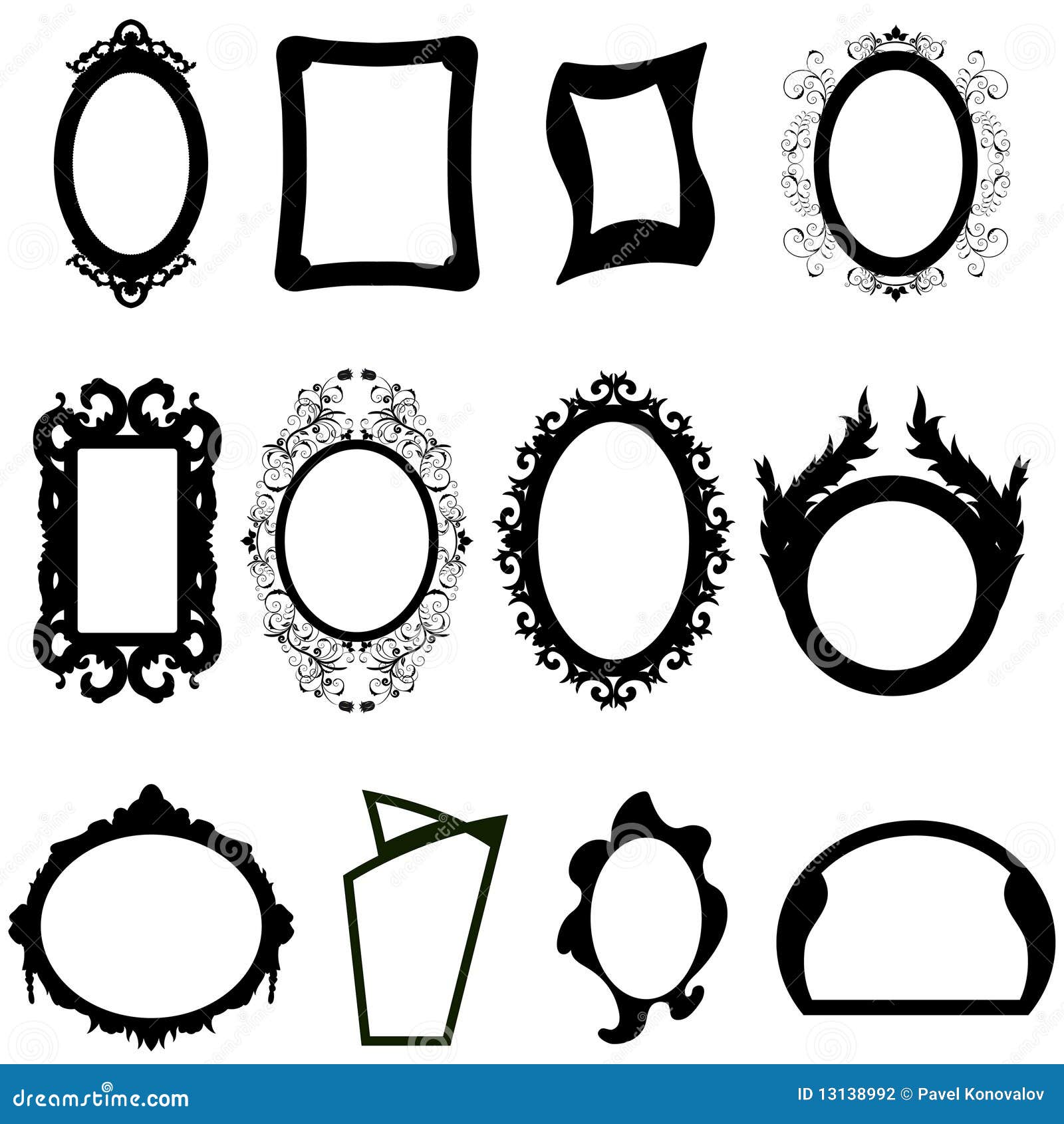 Siluetas Del Espejo Fijadas Ilustración del Vector - Ilustración de ...