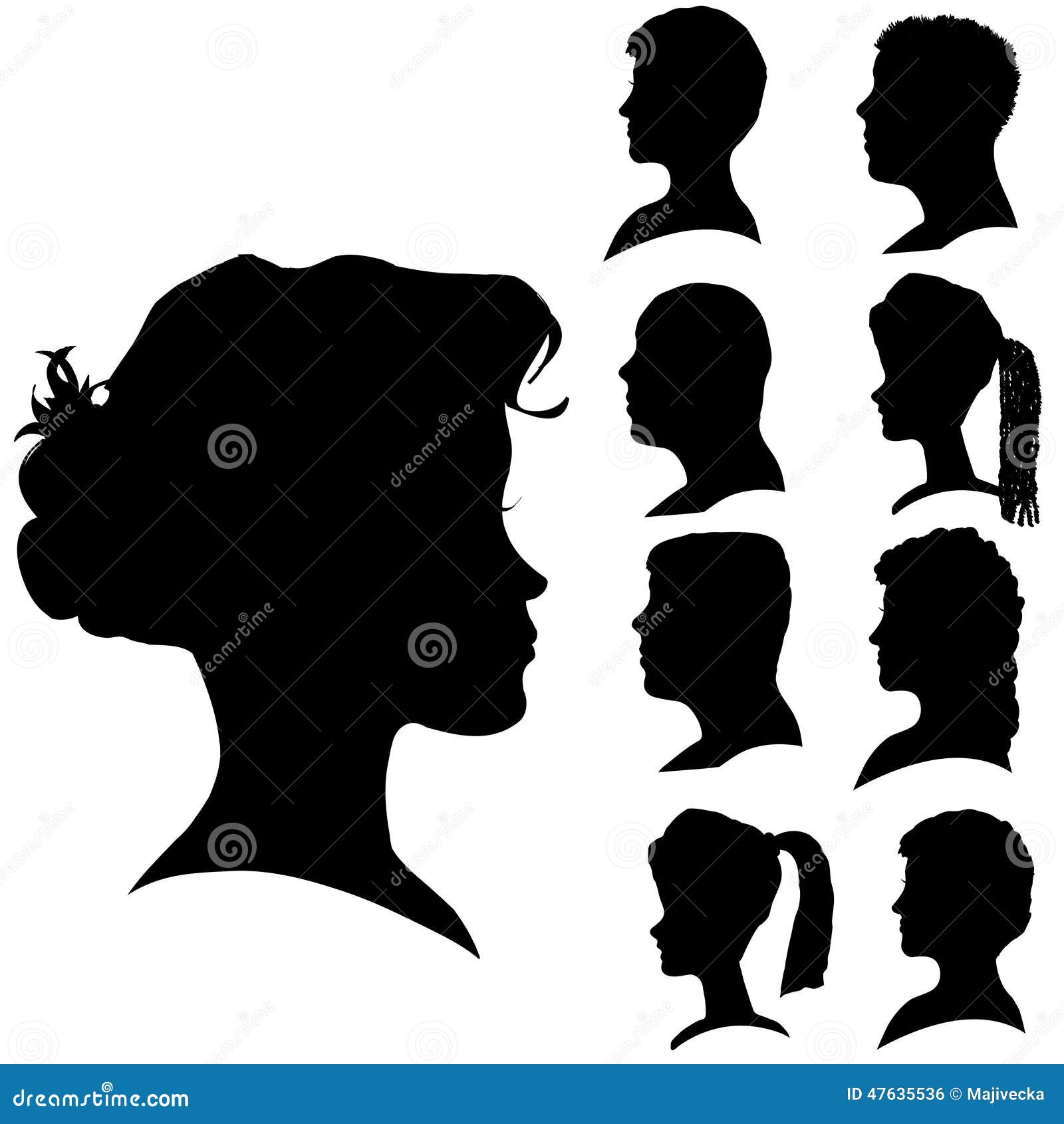 Siluetas Del Vector De Diversas Caras Ilustración del Vector ...