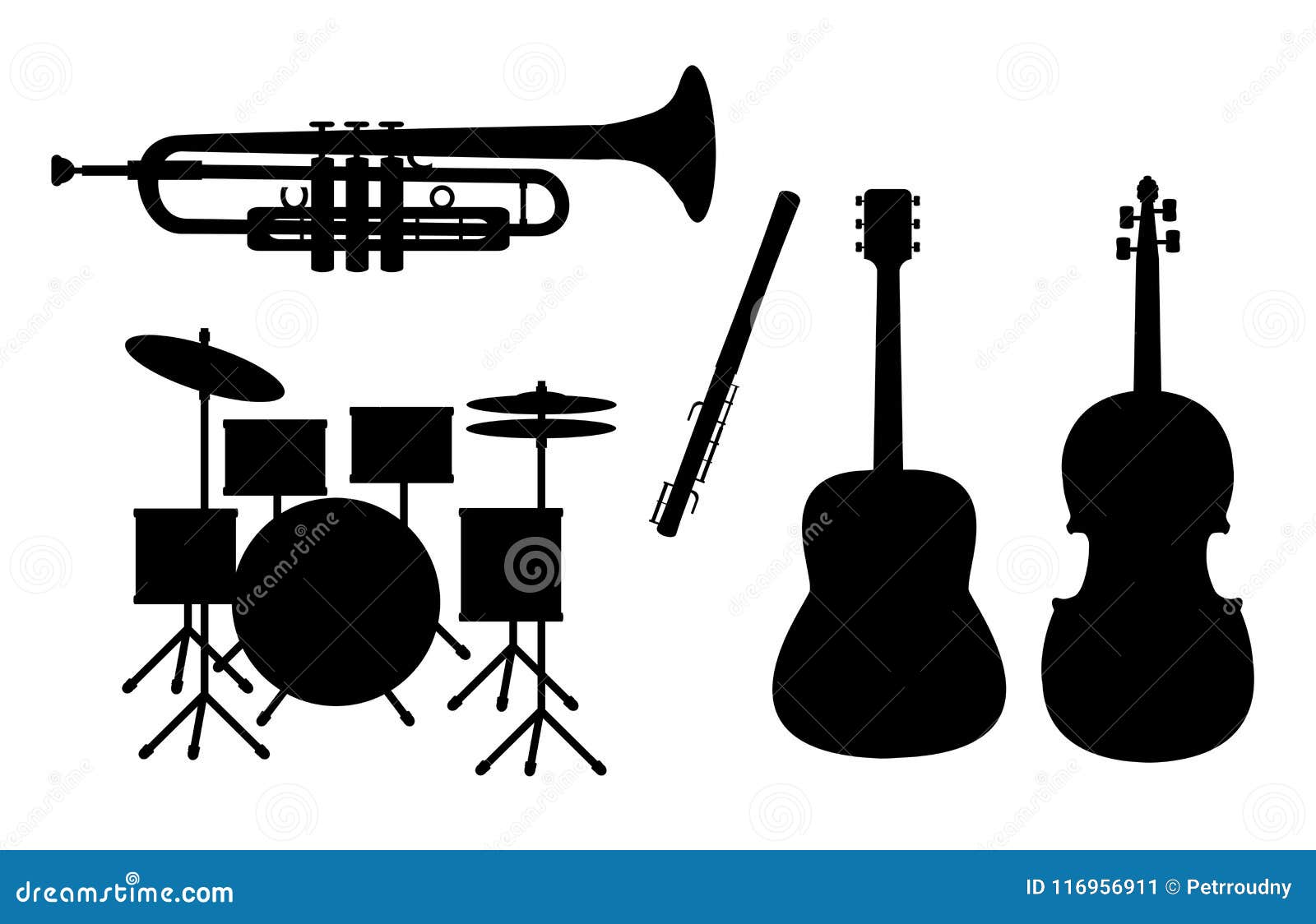 Siluetas Del Vector De Instrumentos Musicales Ilustración del Vector ...
