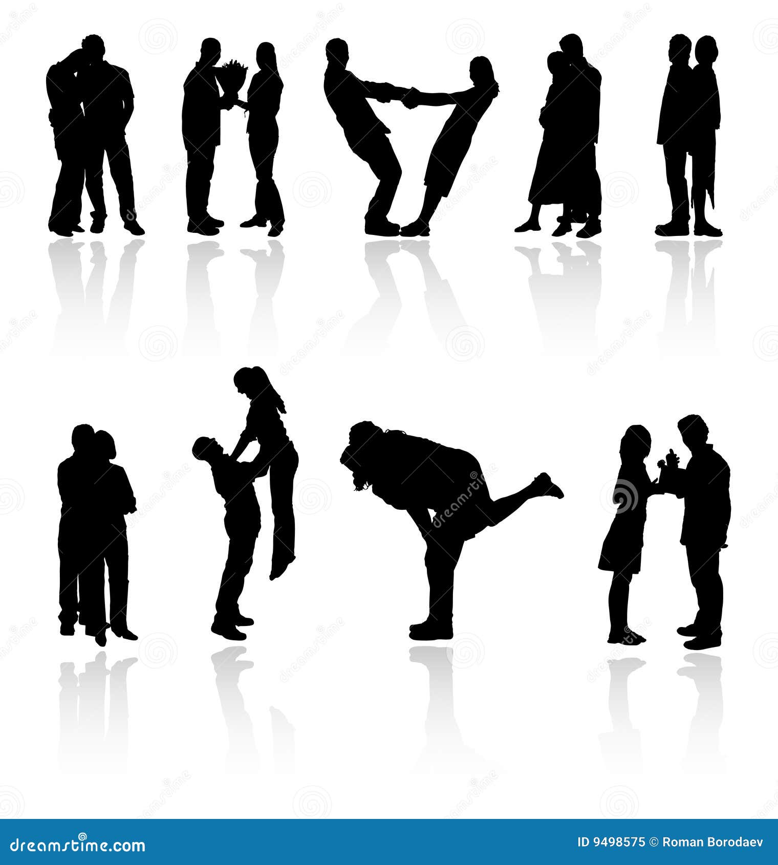 Siluetas Del Vector De Los Pares. Ilustración del Vector - Ilustración ...