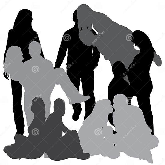 Siluetas Del Vector De Pares Ilustración del Vector - Ilustración de ...