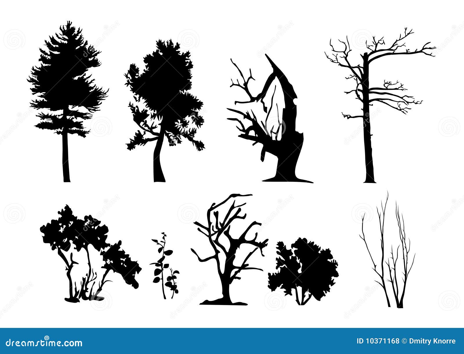 Siluetas Del Vector Del árbol Ilustración del Vector - Ilustración de ...