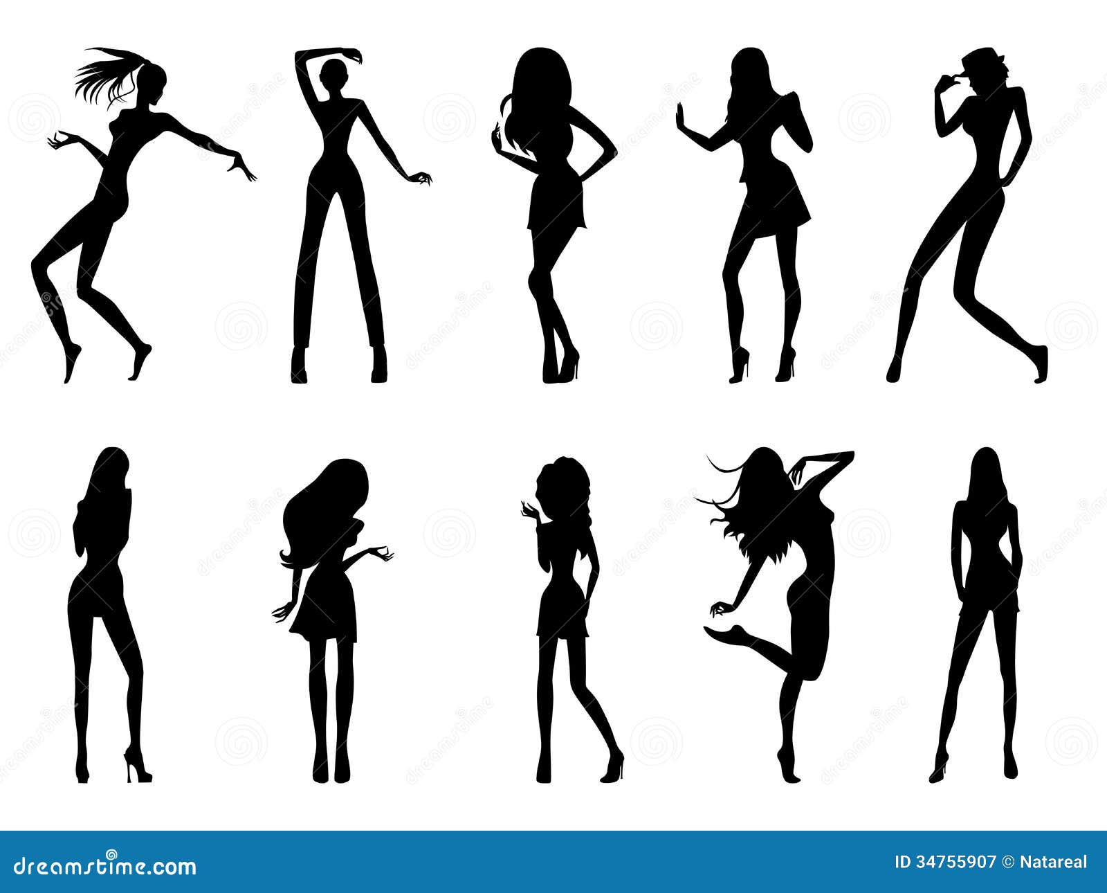 Siluetas modelo de moda stock de ilustración. Ilustración de arte ...