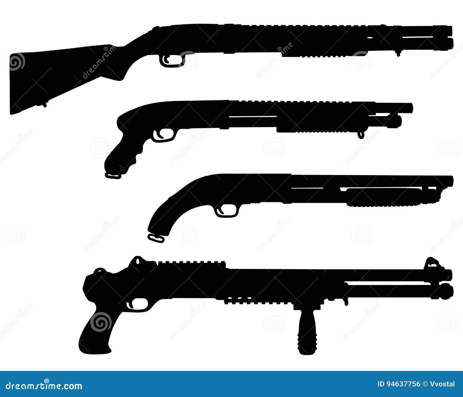 Siluetas Negras De Escopetas Ilustración del Vector - Ilustración de vector, militar: 94637756