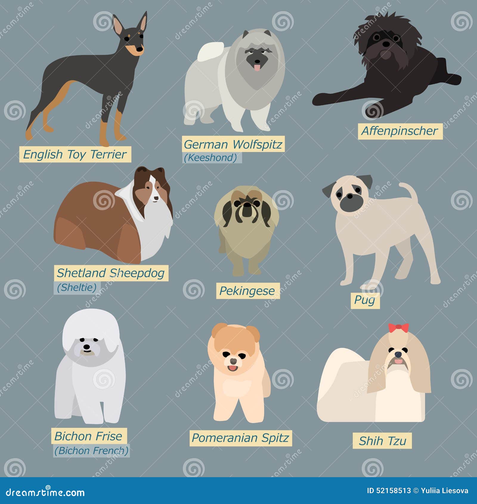 Siluetas Simples De Perros Mini-perros En Diseño Plano Ilustración del ...