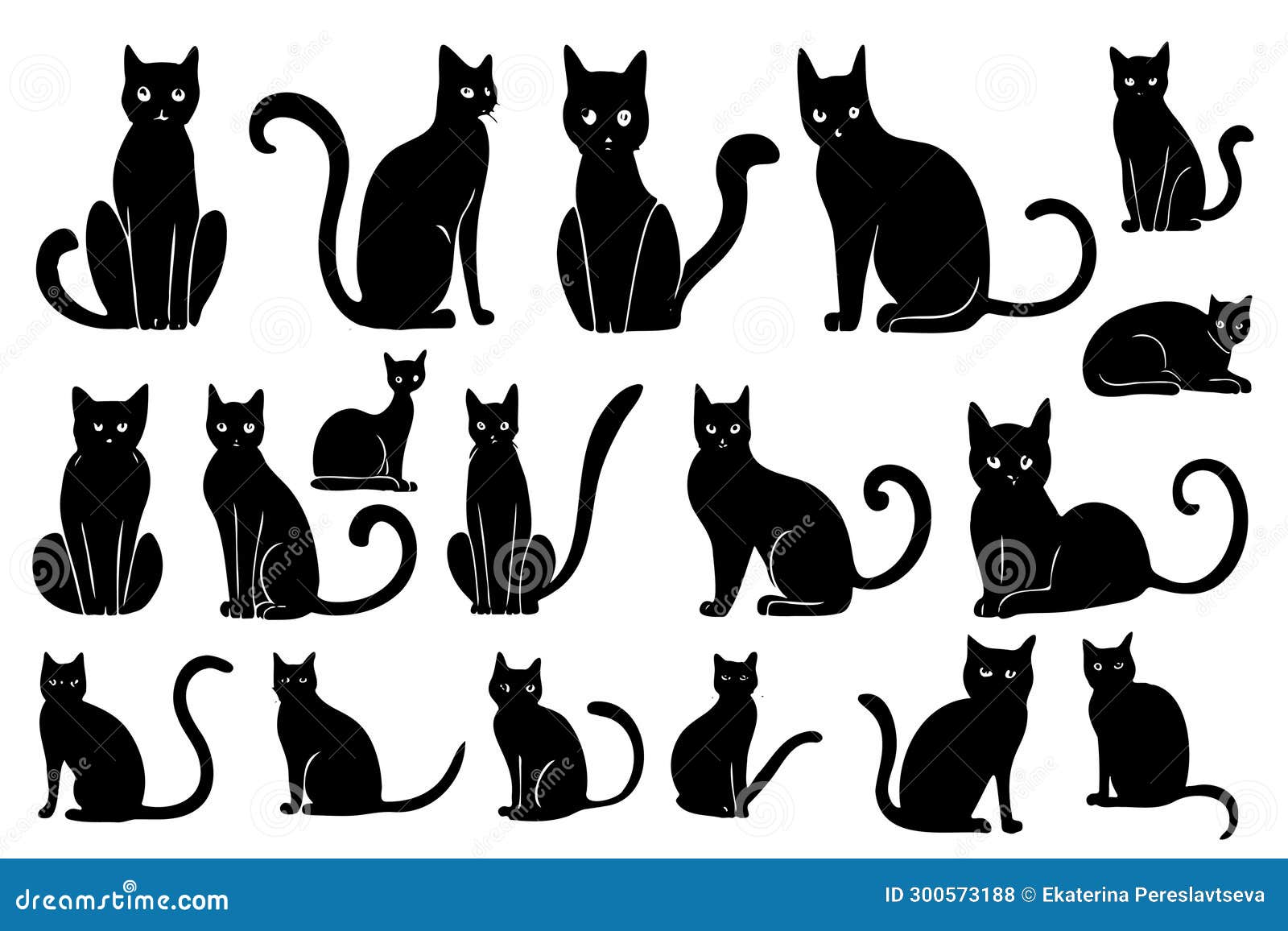 Siluetas Vectoriales De Gato Aisladas En Gatos De Fondo Blanco En