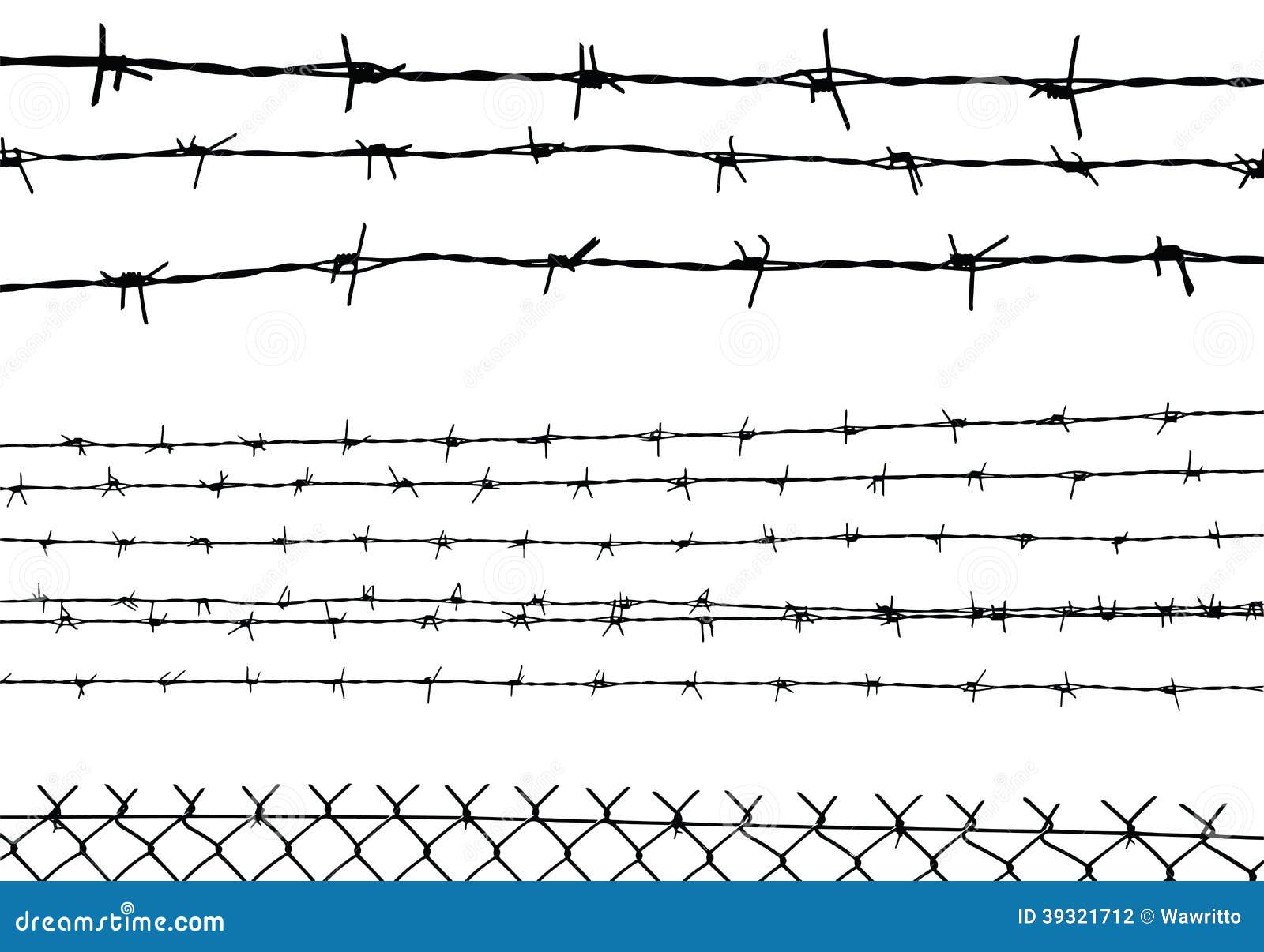Siluetta Del Filo Spinato Isolato Su Bianco, Illustrazione di Stock ...