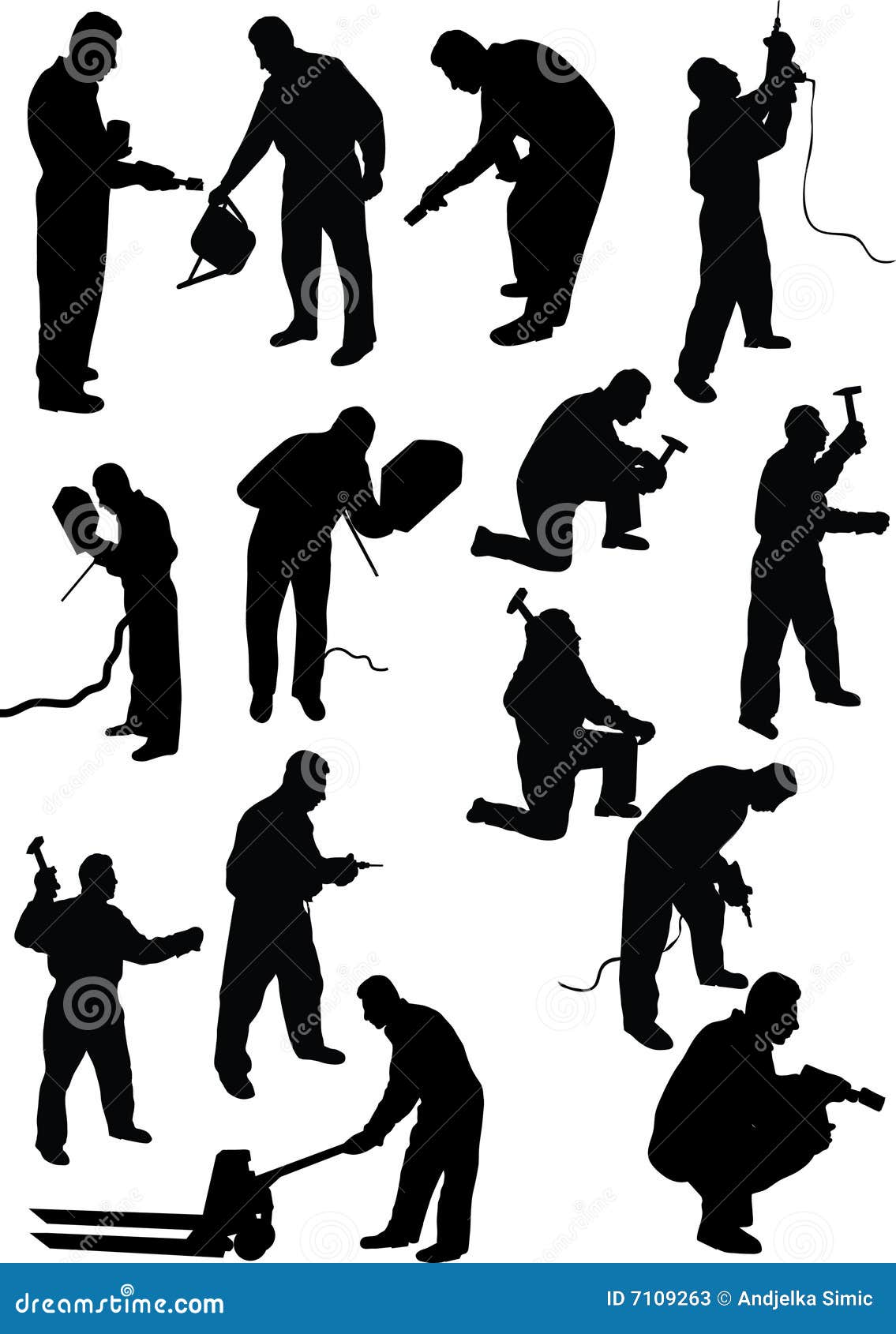 Siluetta dell'operaio illustrazione vettoriale. Illustrazione di ...