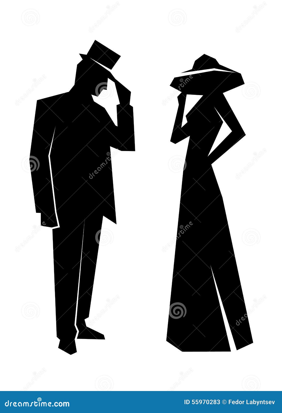 Siluetta Della Signora E Del Signore Illustrazione Vettoriale ...