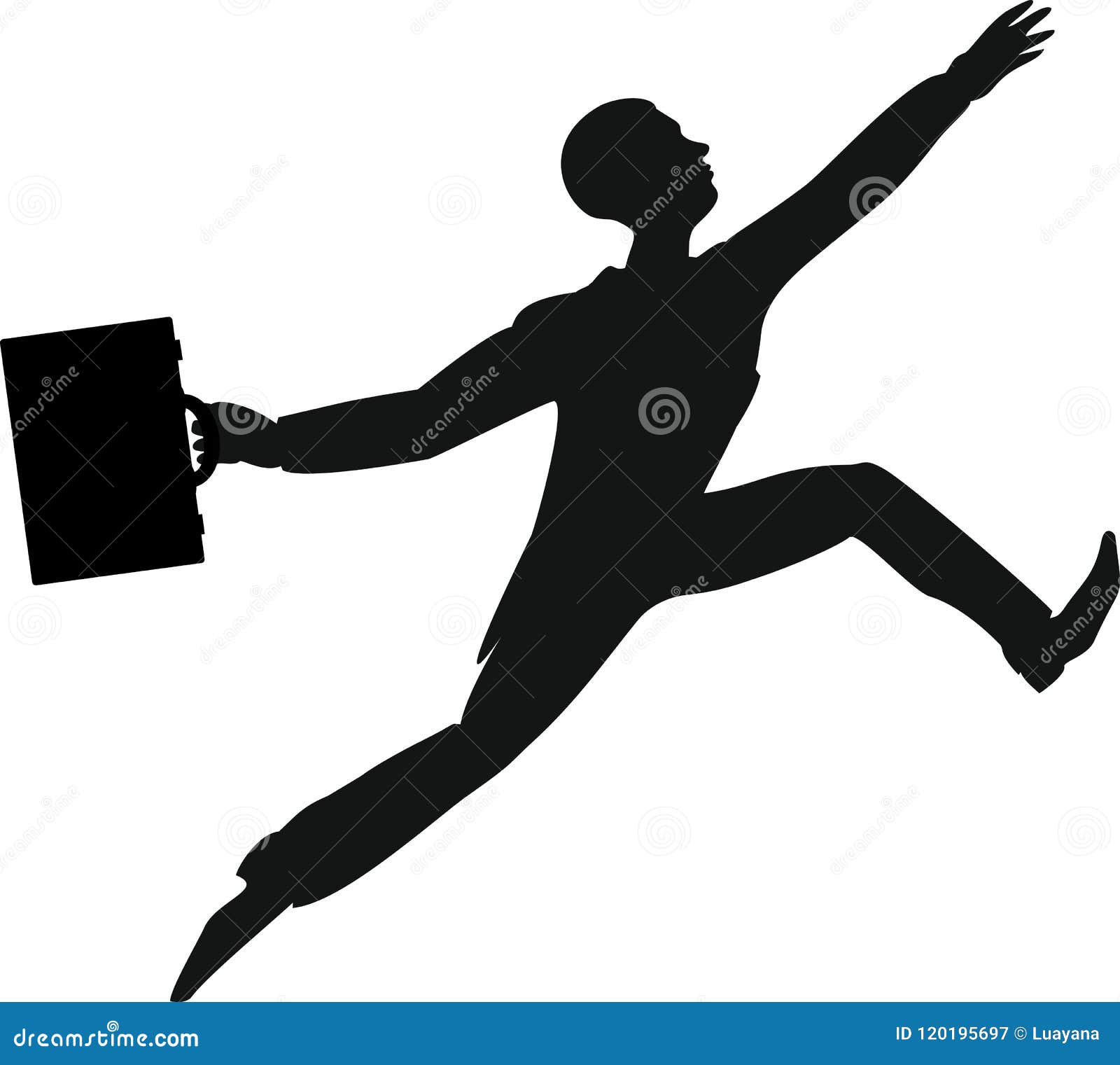 Siluetta Di Saltare Uomo Con La Valigetta Illustrazione Vettoriale ...