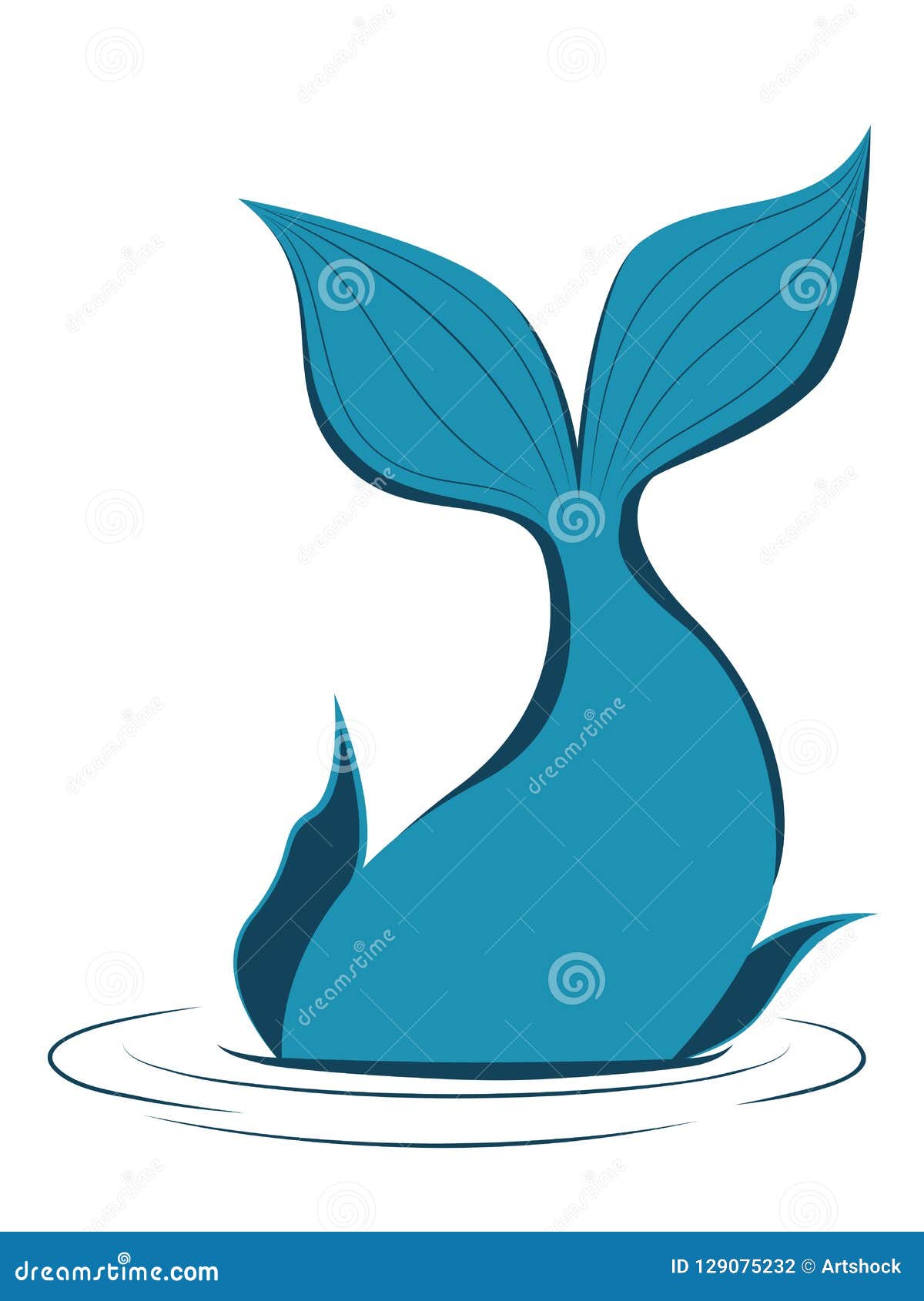 Siluetta Stilizzata Della Coda Della Balena Illustrazione di Stock ...