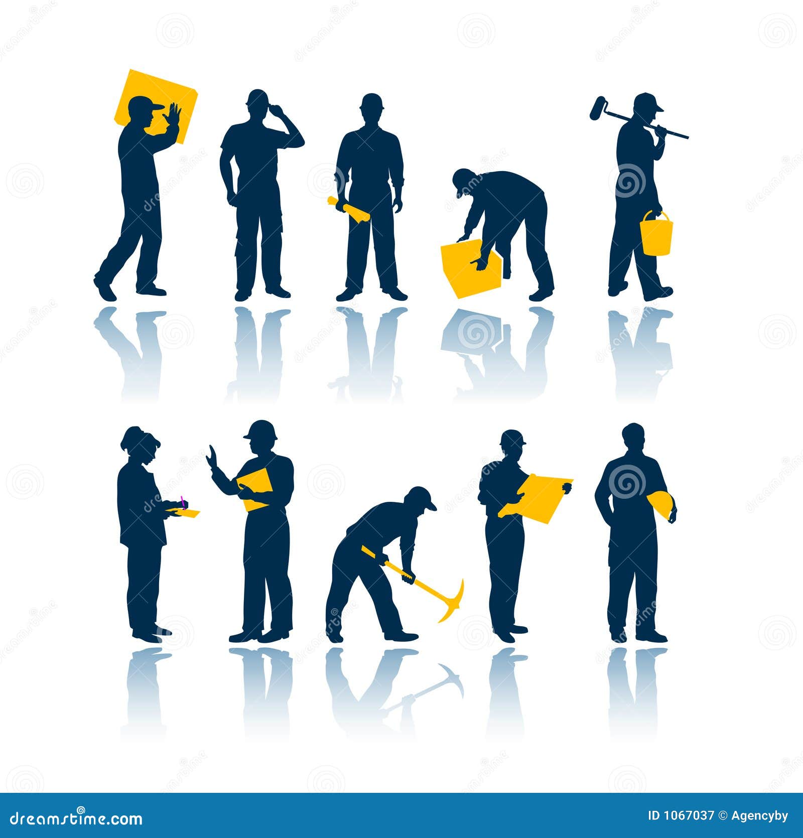 Siluette degli operai illustrazione vettoriale. Illustrazione di uomini ...