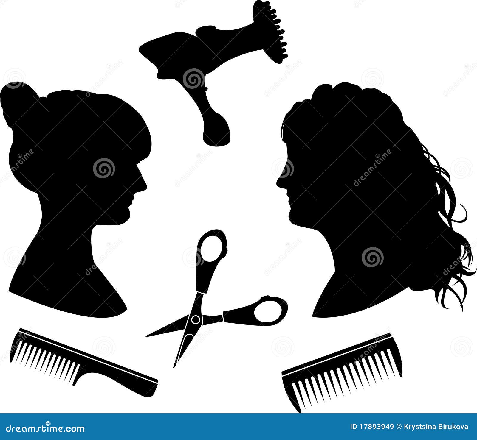 Siluette Per Un Salone Di Lavoro Di Parrucchiere Illustrazione ...