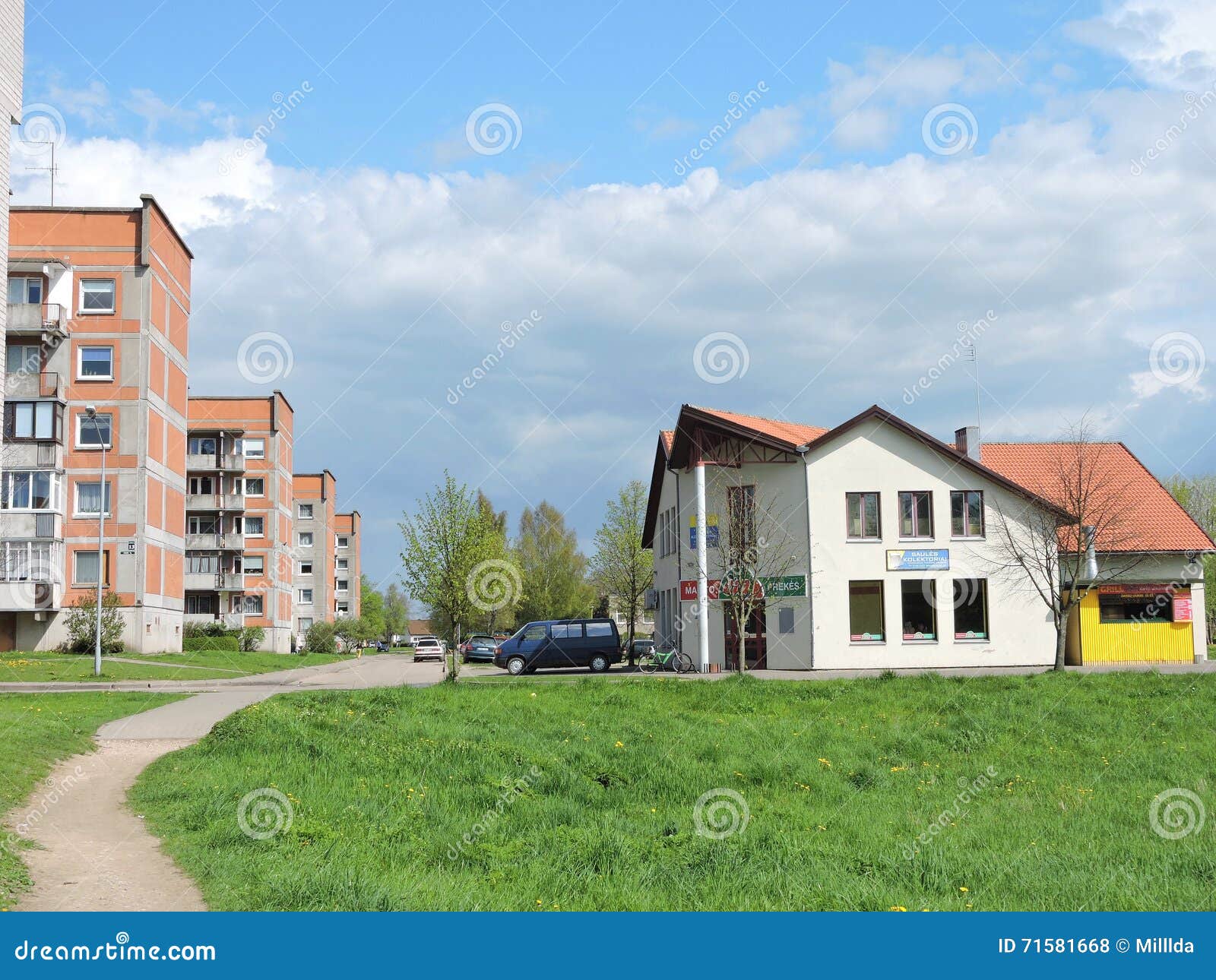 Silute town, Lithuania editorial stock photo. Image of trees - 71581668
