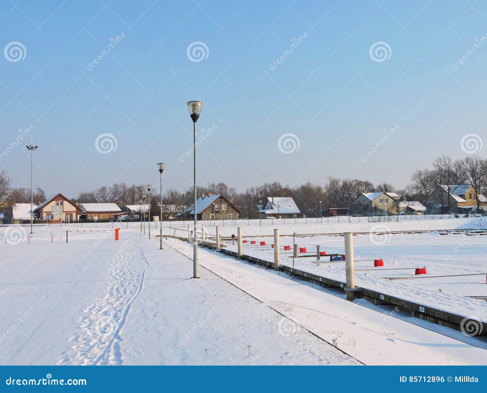 Silute Town Marina, Lithuania Stock Photo - Image of landscape, roofs ...