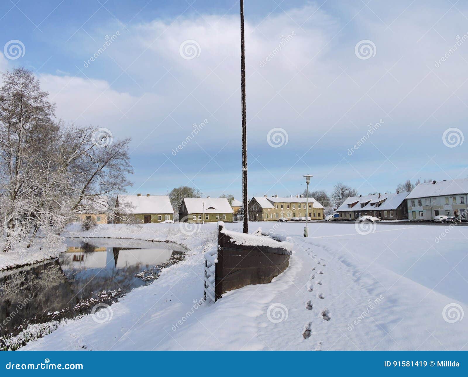 Silute Town in Winter, Lithuania Stock Image - Image of home, homes ...