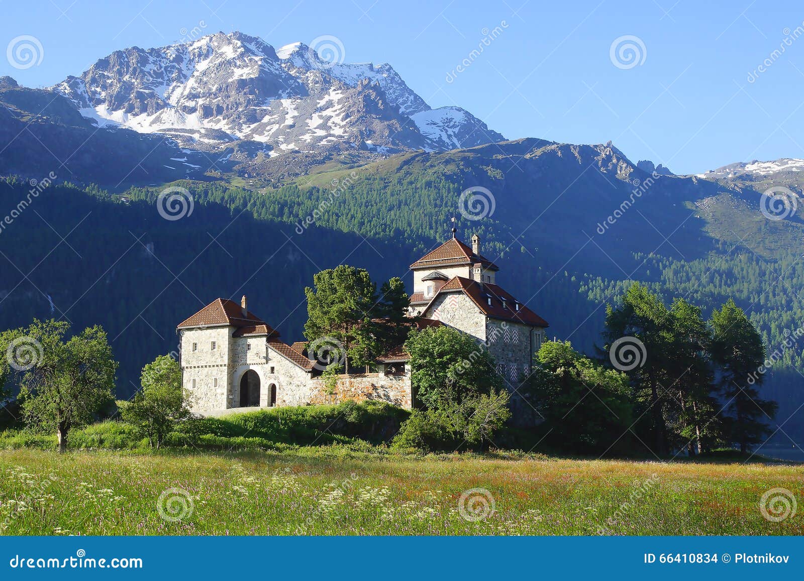 Silvaplana Castle Near St. Moritz. Switzerland Stock Photo - Image of ...
