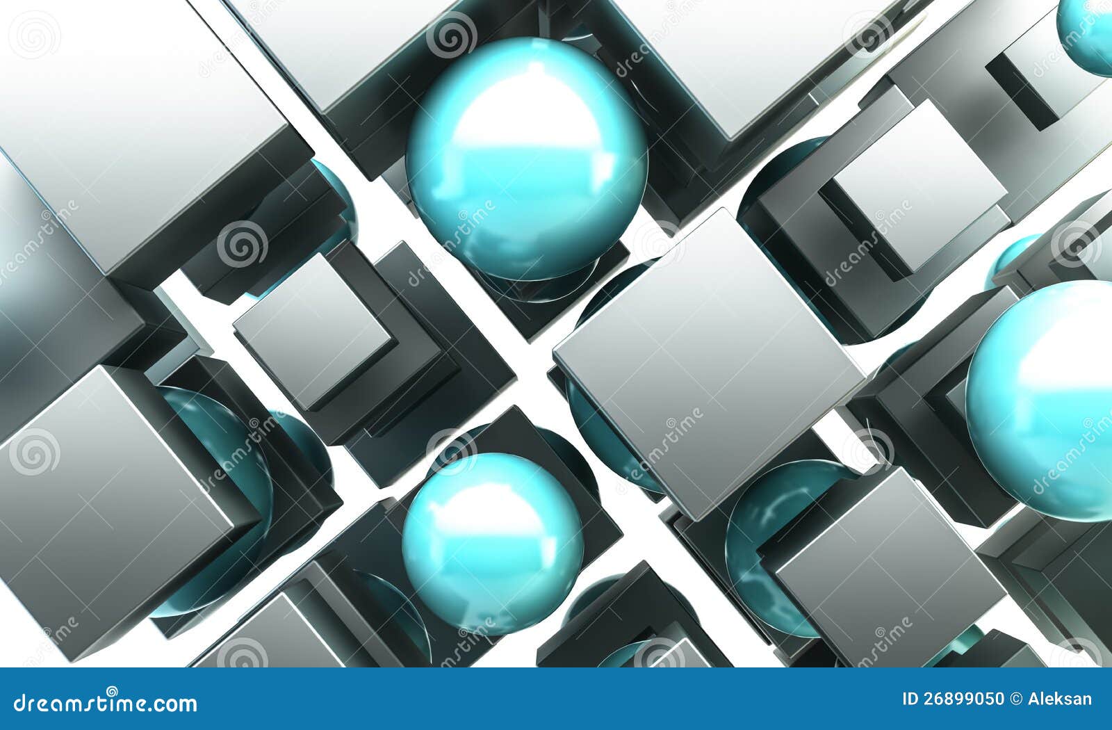 Silver 3D Blocks and Spheres Stock Illustration - Illustration of ...
