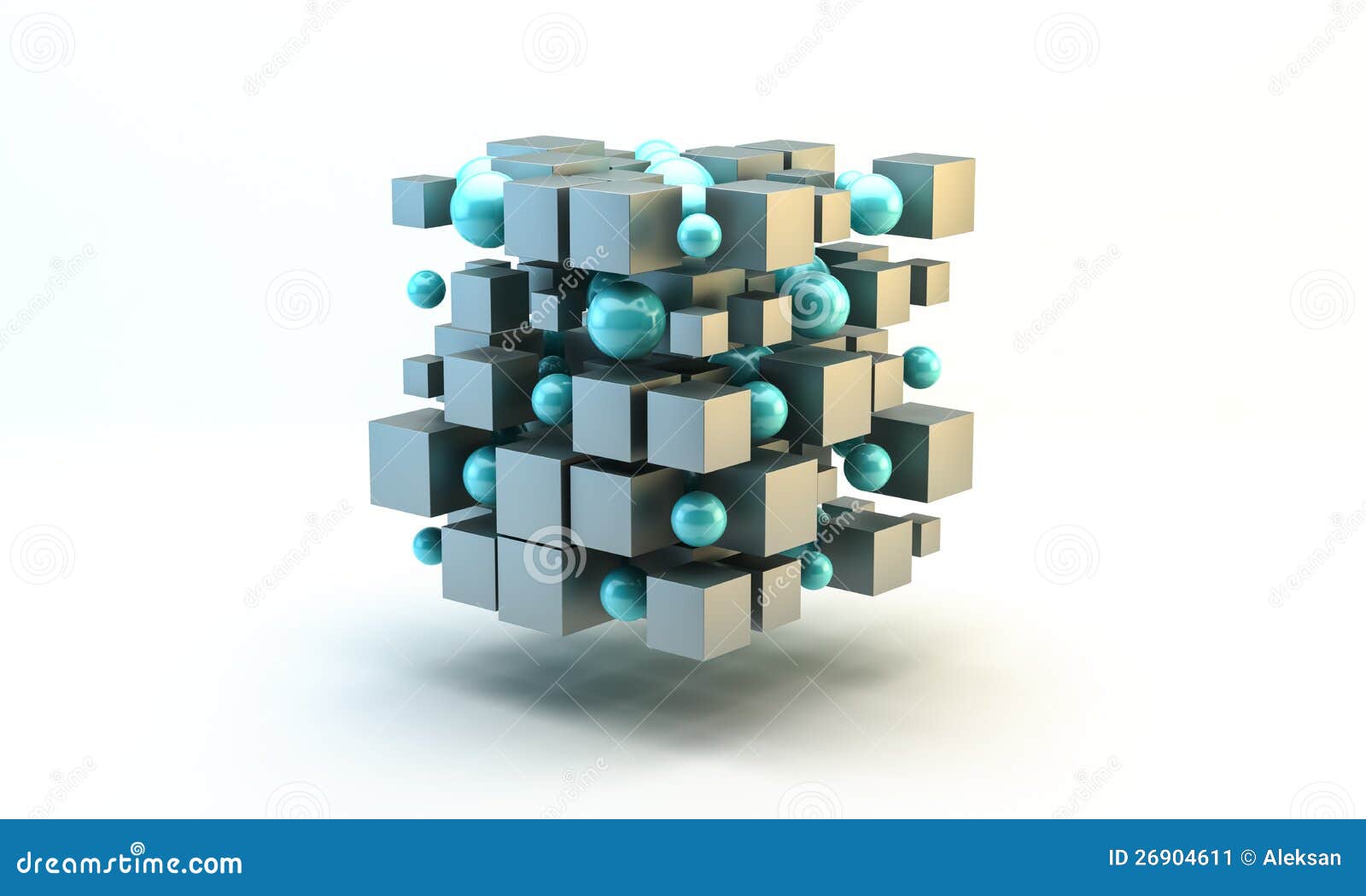 Silver 3D Blocks and Spheres Stock Illustration - Illustration of ...