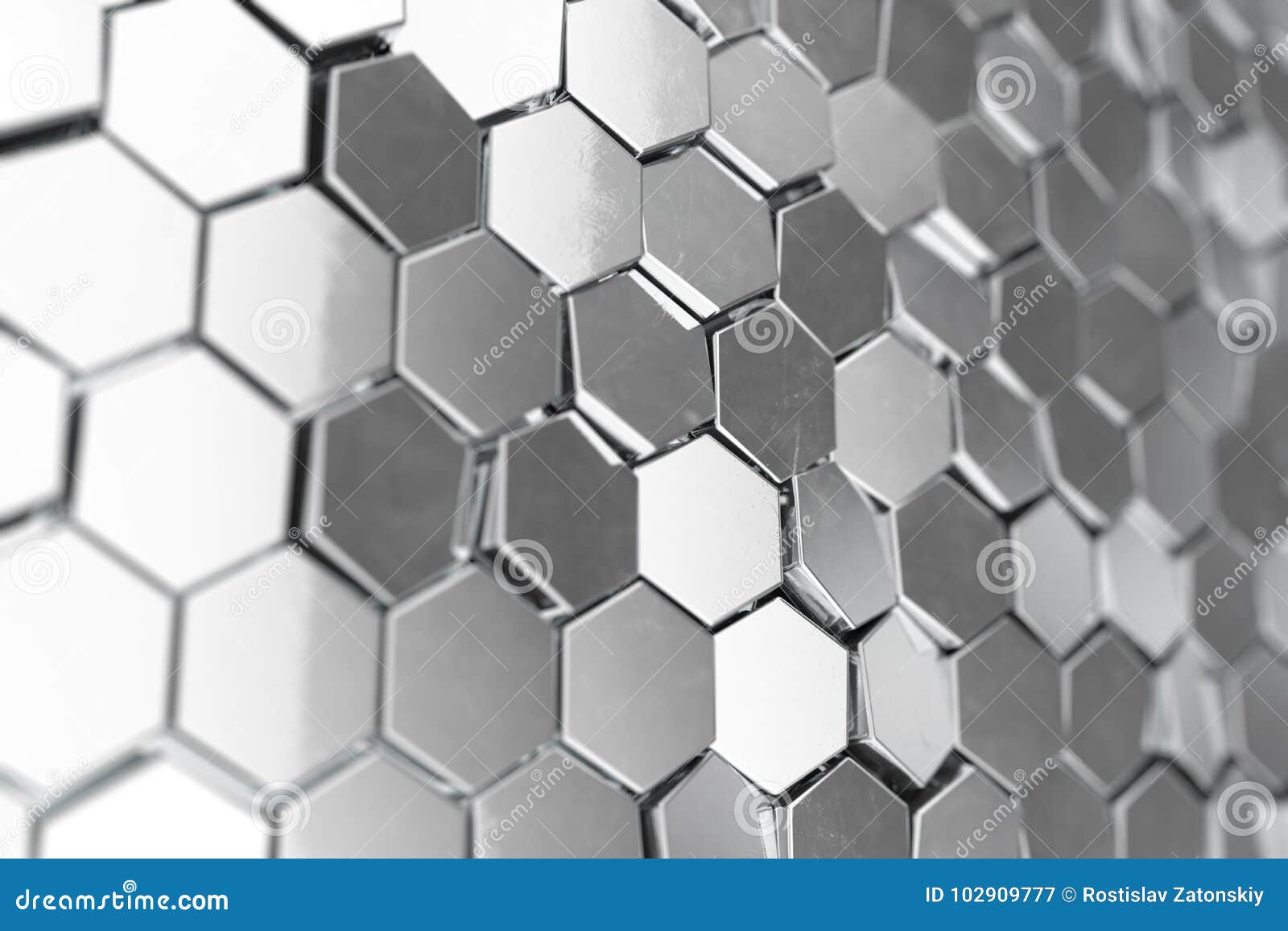 Silver Abstract Hexagonal Background with Depth of Field Effect ...