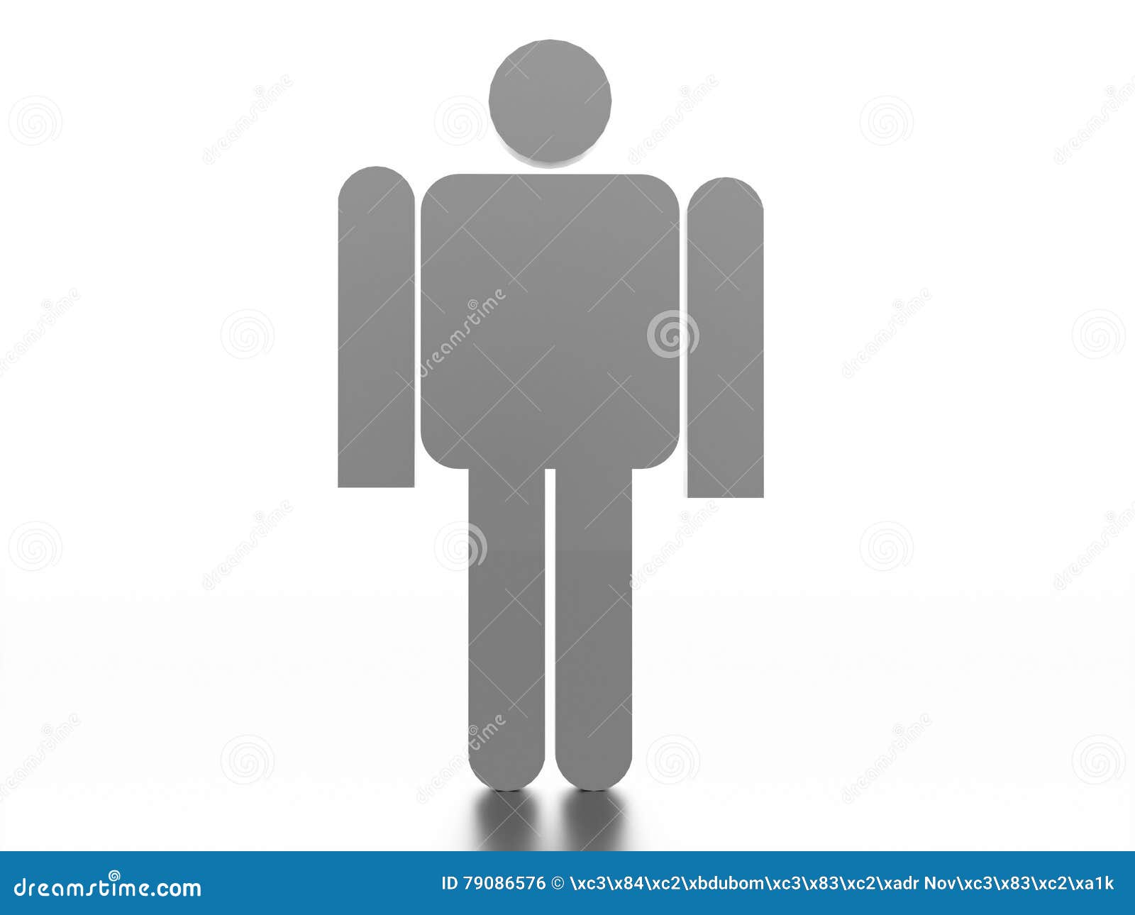 Silver Abstract Man Figure Rendered on White Background Stock ...