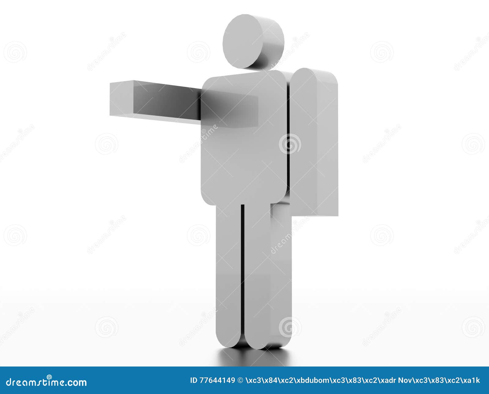 Silver Abstract Man Figure Rendered on White Background Stock ...
