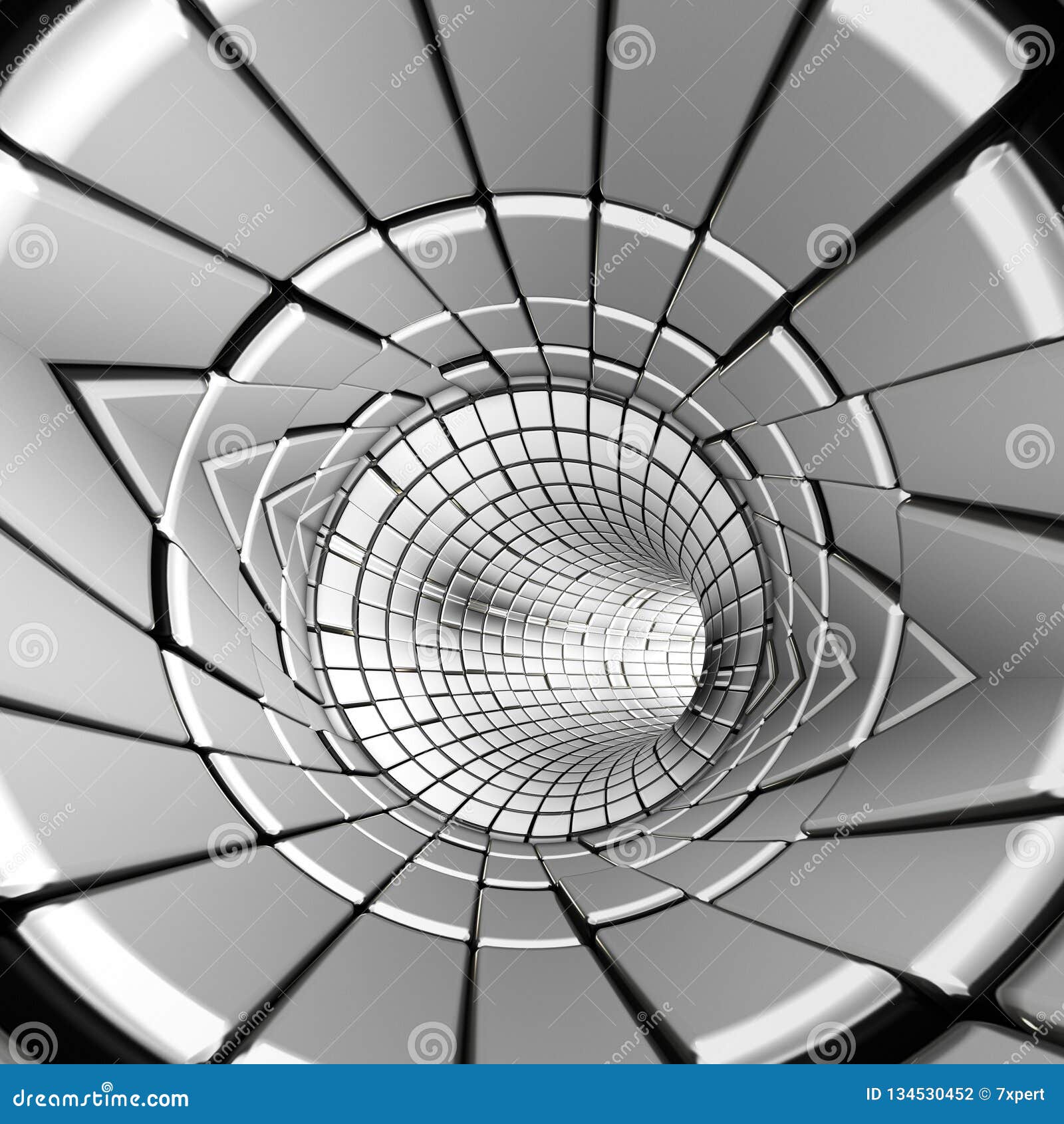 Silver Abstract Tunnel Shapes Futuristic Stock Photo - Image of effects ...
