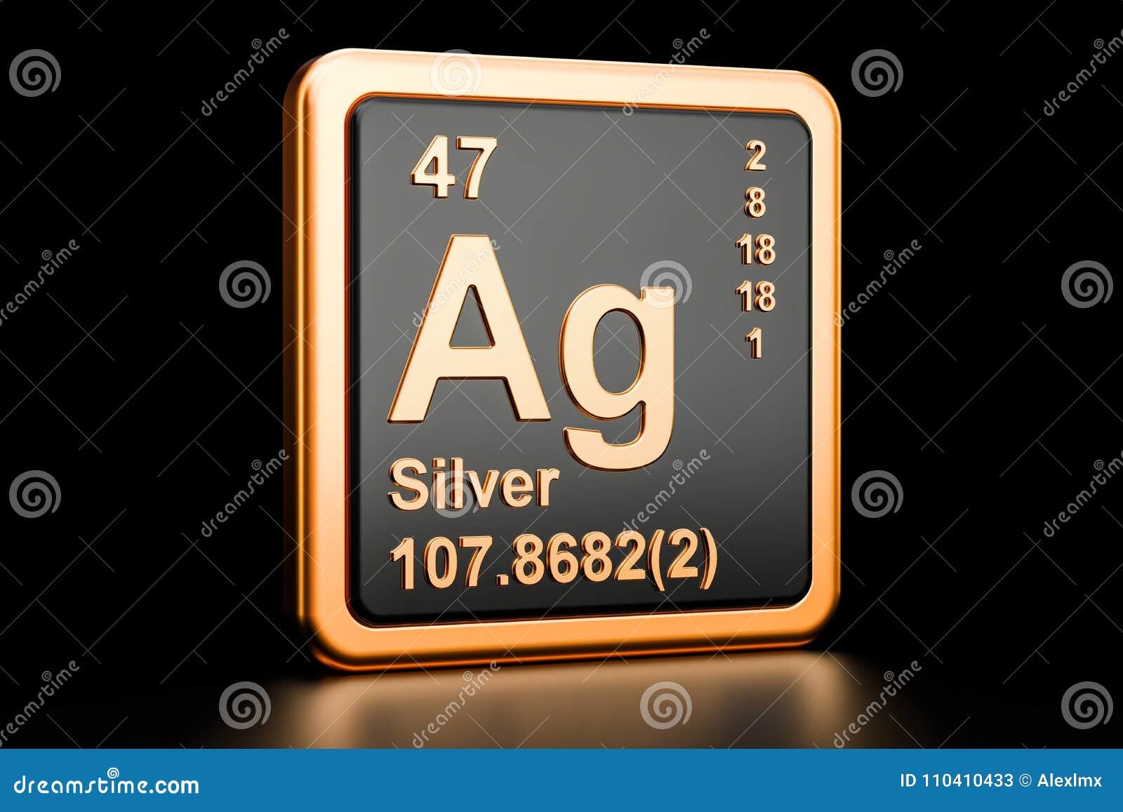 Silver Ag Chemical Element. 3D Rendering Stock Illustration ...