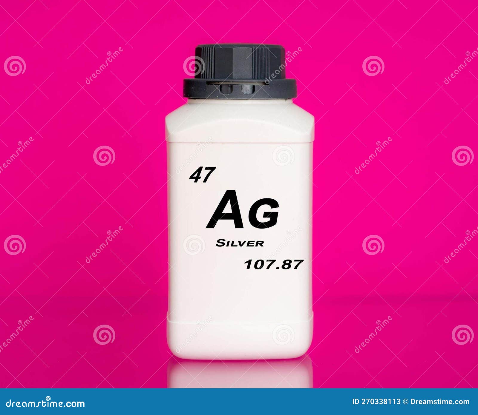 Silver Ag Chemical Element in a Laboratory Plastic Container Stock ...