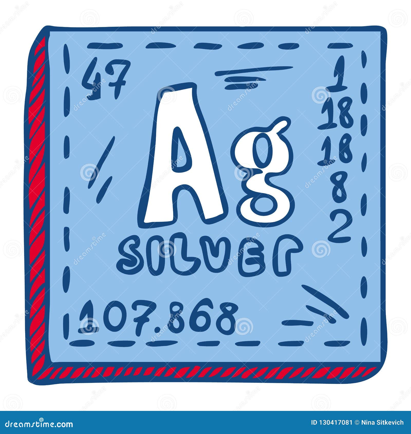 Silver Ag Icon, Hand Drawn Style Stock Vector - Illustration of mass ...