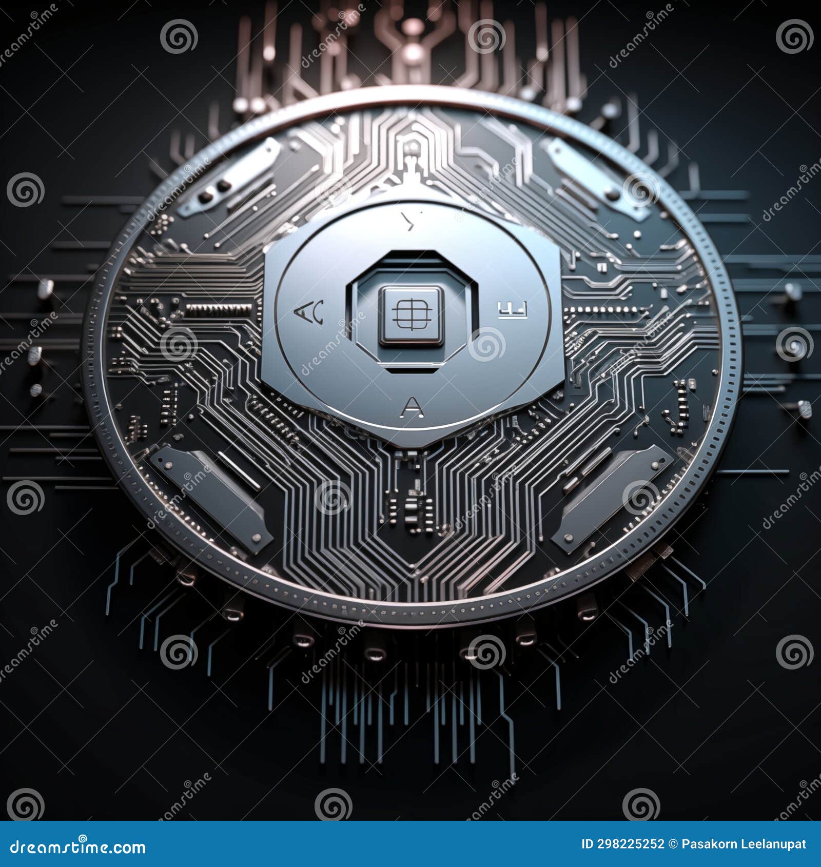 Silver AI chips stock illustration. Illustration of innovation - 298225252