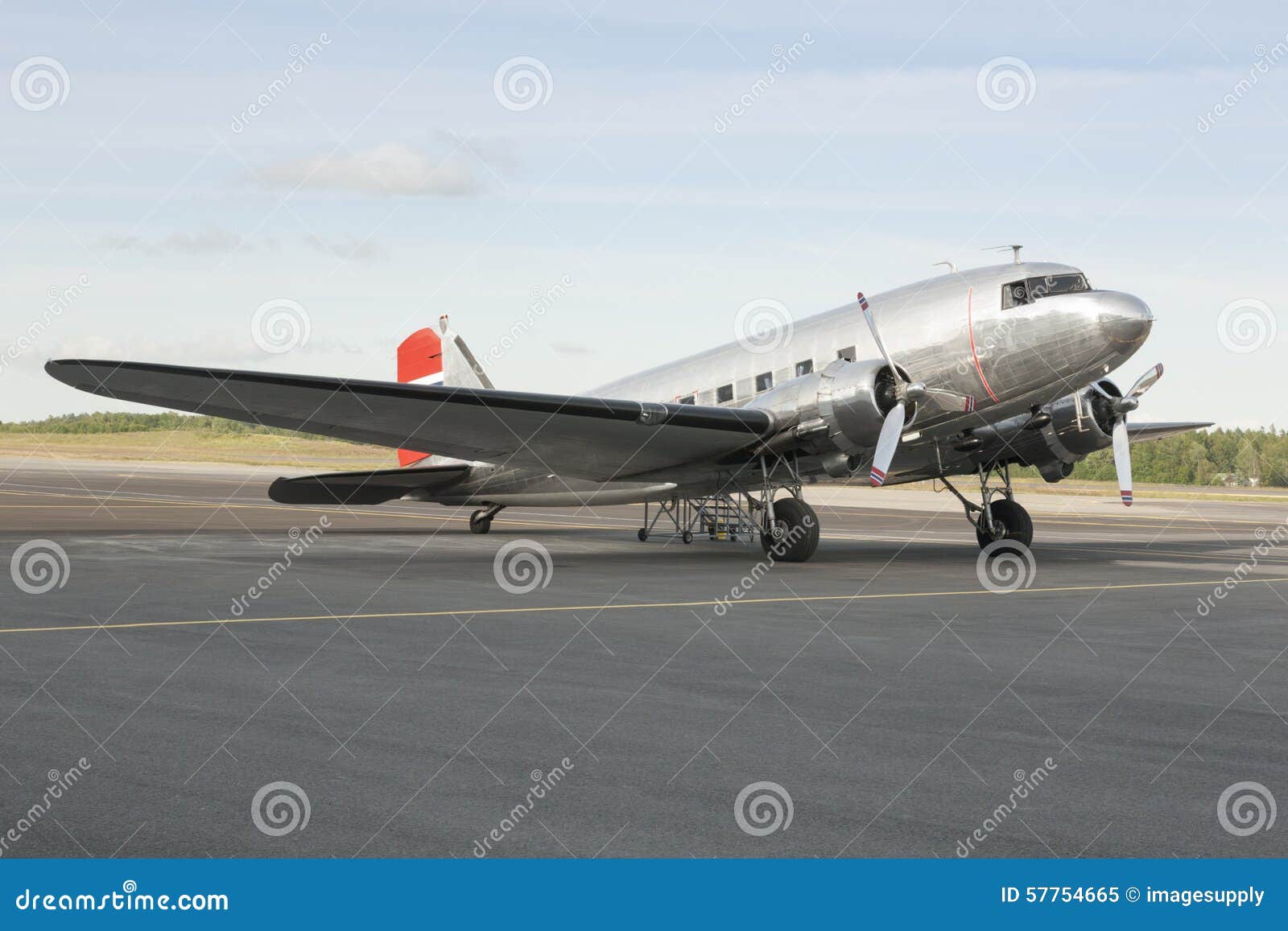 Silver Airplane with Two Propellers Stock Image - Image of light ...