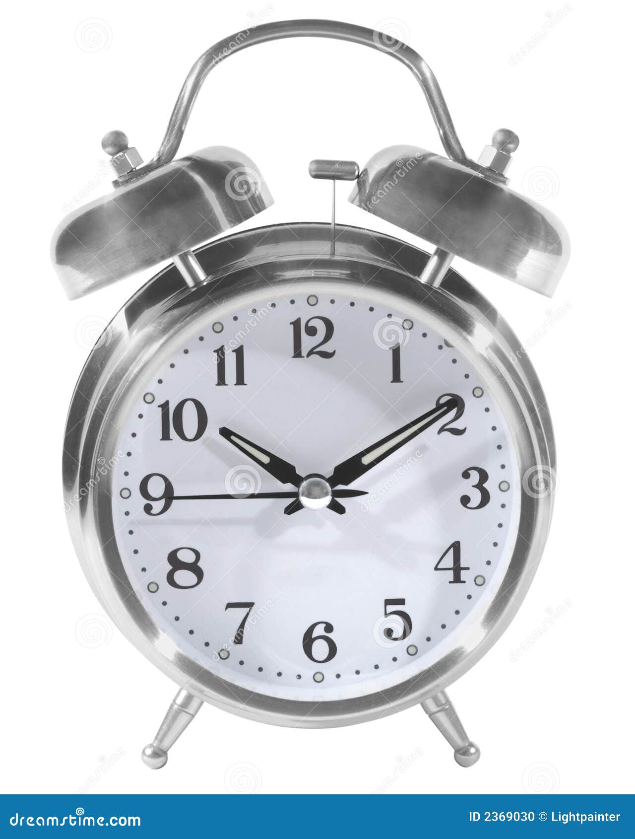 Silver Alarm Clock stock photo. Image of oclock, vintage - 2369030
