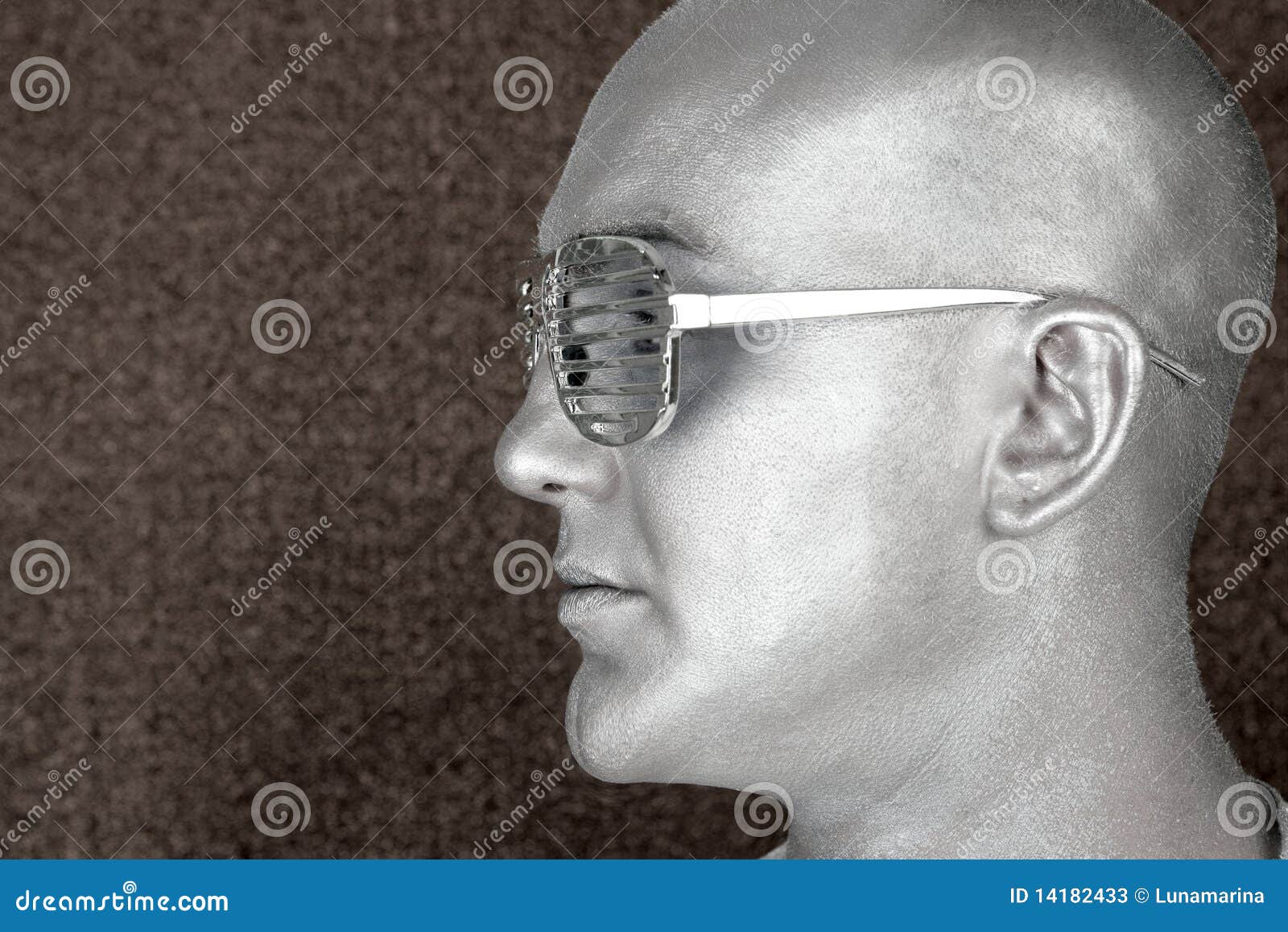 Silver Alien Man Profile Portrait Extraterrestrial Stock Image - Image ...